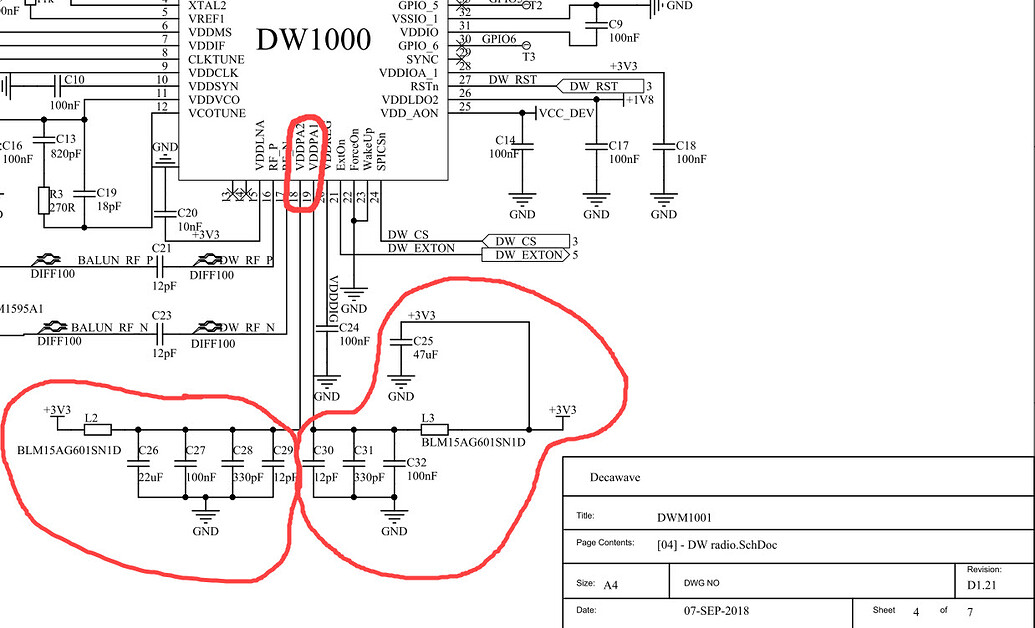 DW1000 IC PCB Schematic Layout - VDDPA1 & VDDPA2 - Ultra-Wideband ...