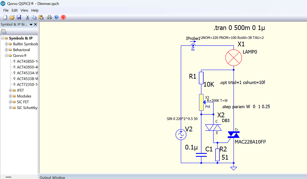 QSPICE Forum Schematic Capture "Dimmer" - QSPICE - Qorvo Tech Forum
