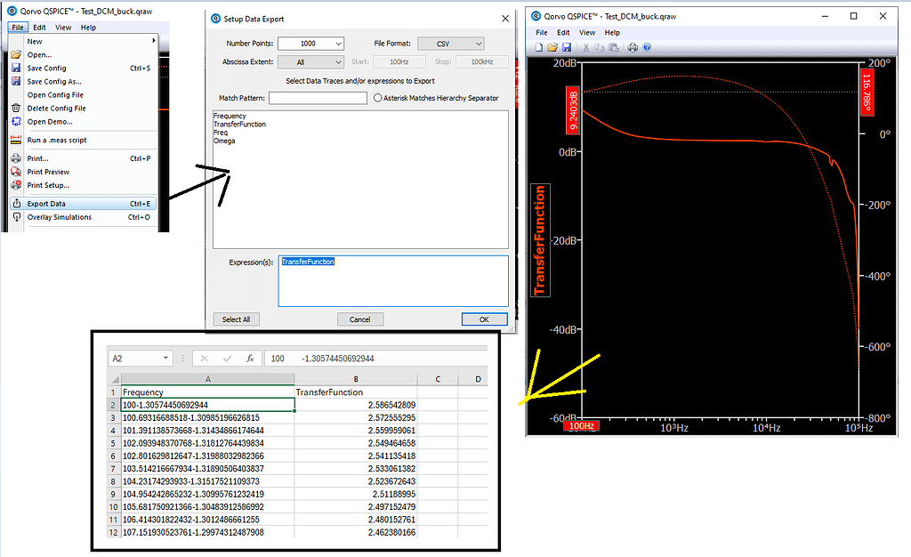 Export data from Transfer Function qraw - QSPICE - Qorvo Tech Forum