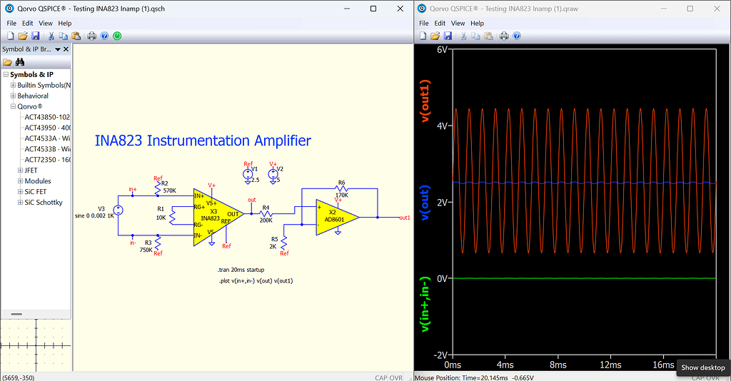 QSPICE Forum Schematic Capture “Simulation of Instrumentation Amp Using ...