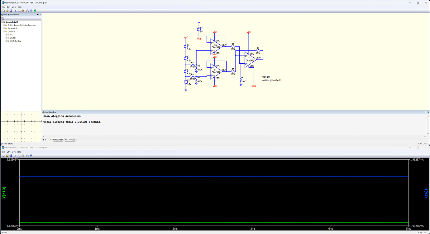Source Stepping Failed - OPA2991 Sim - QSPICE - Qorvo Tech Forum
