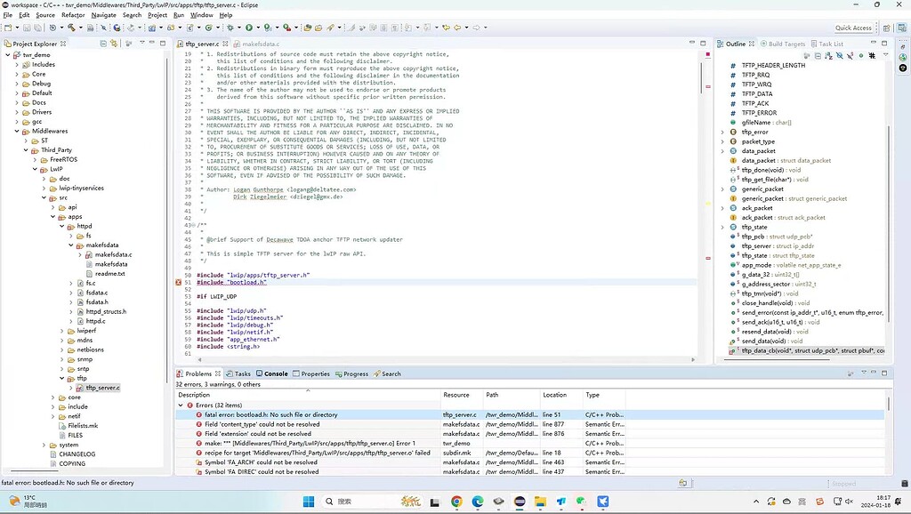 Eclipse twr-demo-for-stm32f429-nucleo Compiling - Ultra-Wideband - Qorvo Tech Forum