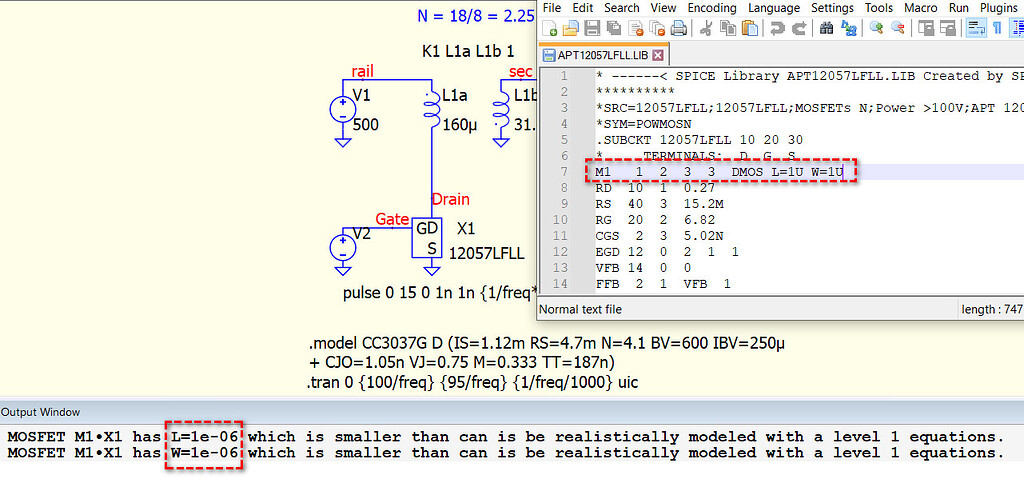 Parameters in MOSFET smaller than can is be realistically modeled - QSPICE - Qorvo Tech Forum