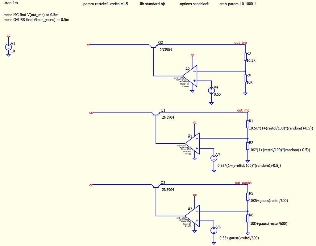 Monte carlo analysis with random() and gauss() - QSPICE - Qorvo Tech Forum