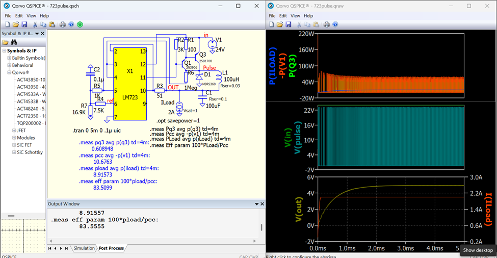 QSPICE Schematic Capture (Using the LM723 in a pulse converter ...